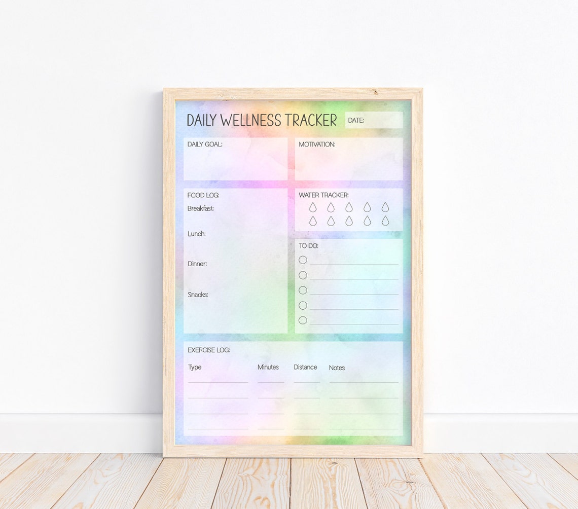 Daily Wellness Tracker Printable, Wellness Log, Exercise Log, Health ...