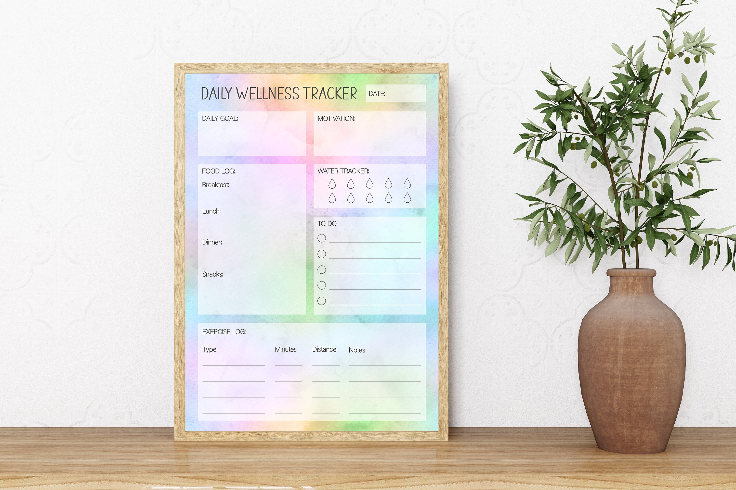 Daily Wellness Tracker Printable Wellness Log Exercise Log - Etsy