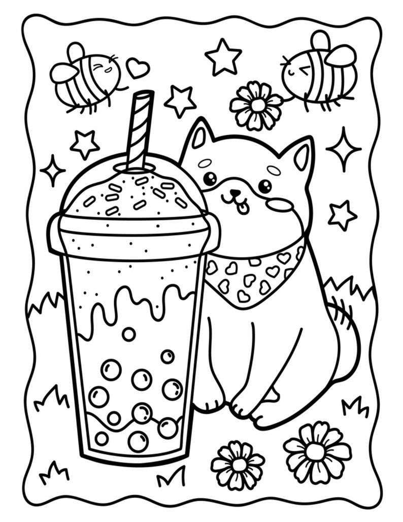 Kawaii Food Coloring Pages, 23 Cute Cartoon Designs (digital Download ...
