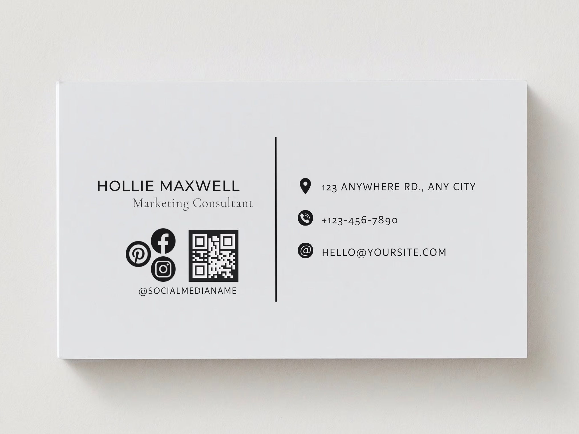 Modern Business Card TEMPLATE With Customisable QR Code | Corporate, DIY, Social Contact, Real ...