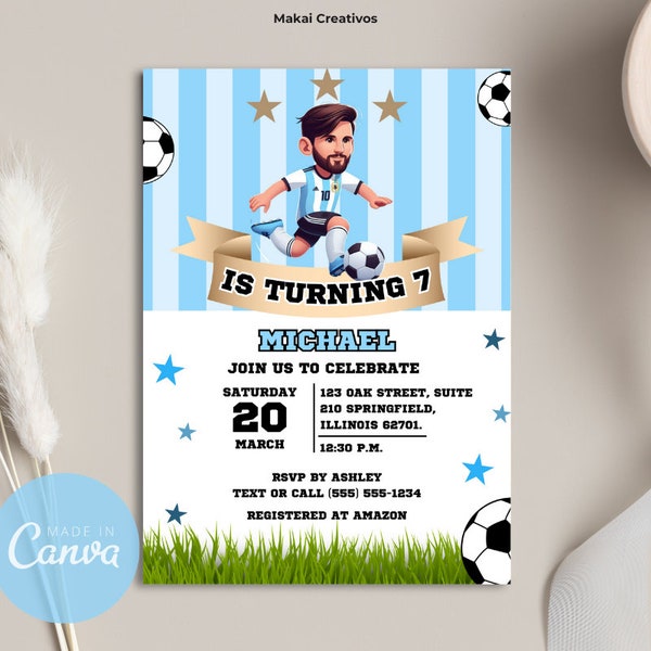 Birthday Invitation Template Messi - Etsy
