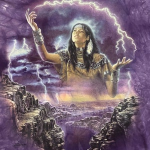 Native American Lightning Women Vintage Short Sleeve Size XL Jerzees ...