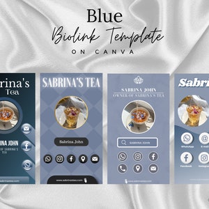 Blue Biolink Template on Canva - Etsy