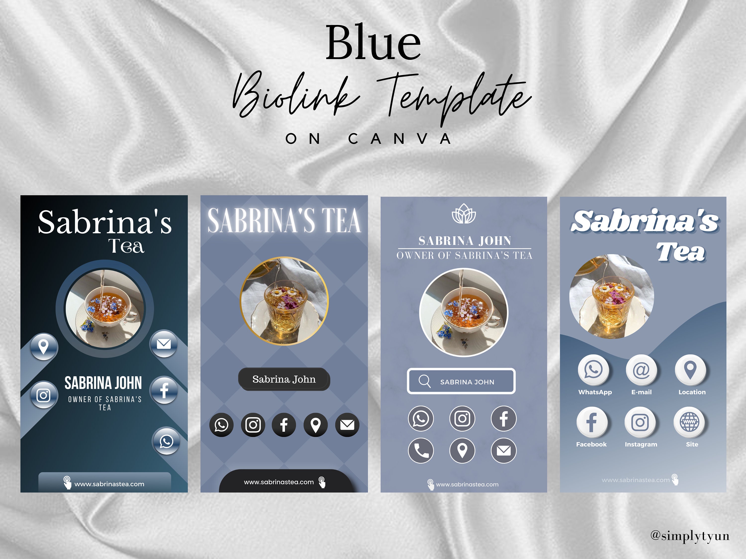 Blue Biolink Template on Canva - Etsy