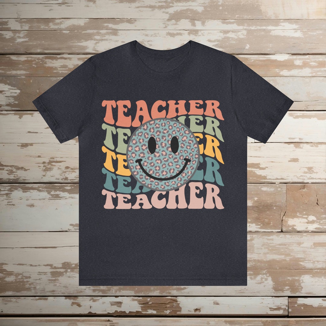 Smiley Face Teacher Tshirt, Teacher Smiley, Leopard Smiley, Teacher ...