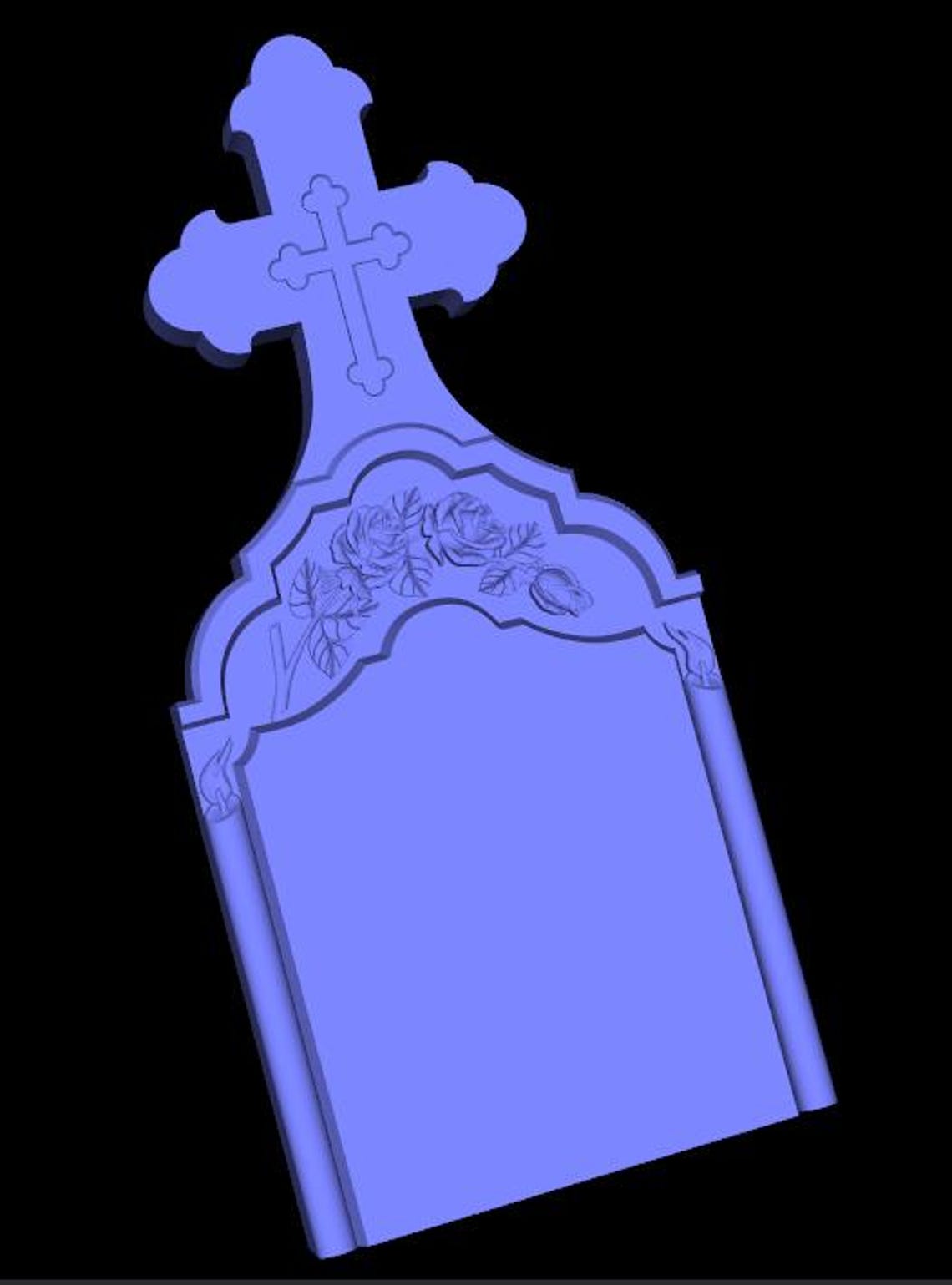 CNC Carving STL File: Floral Cross Tombstone Design - Etsy