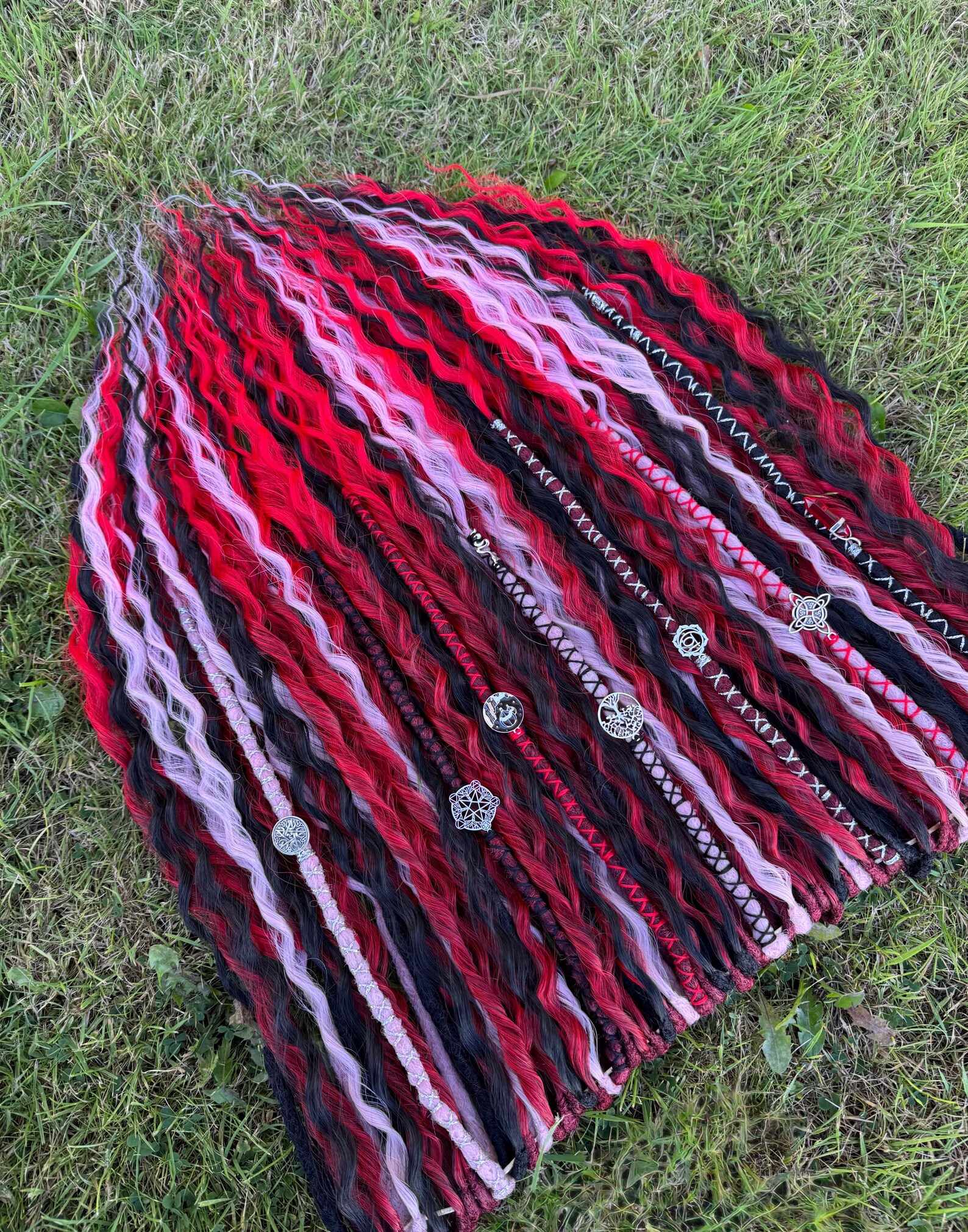 Synthetic Dreadywaves/dreadlocks Extensions Burgundy Red&black and Pink ...