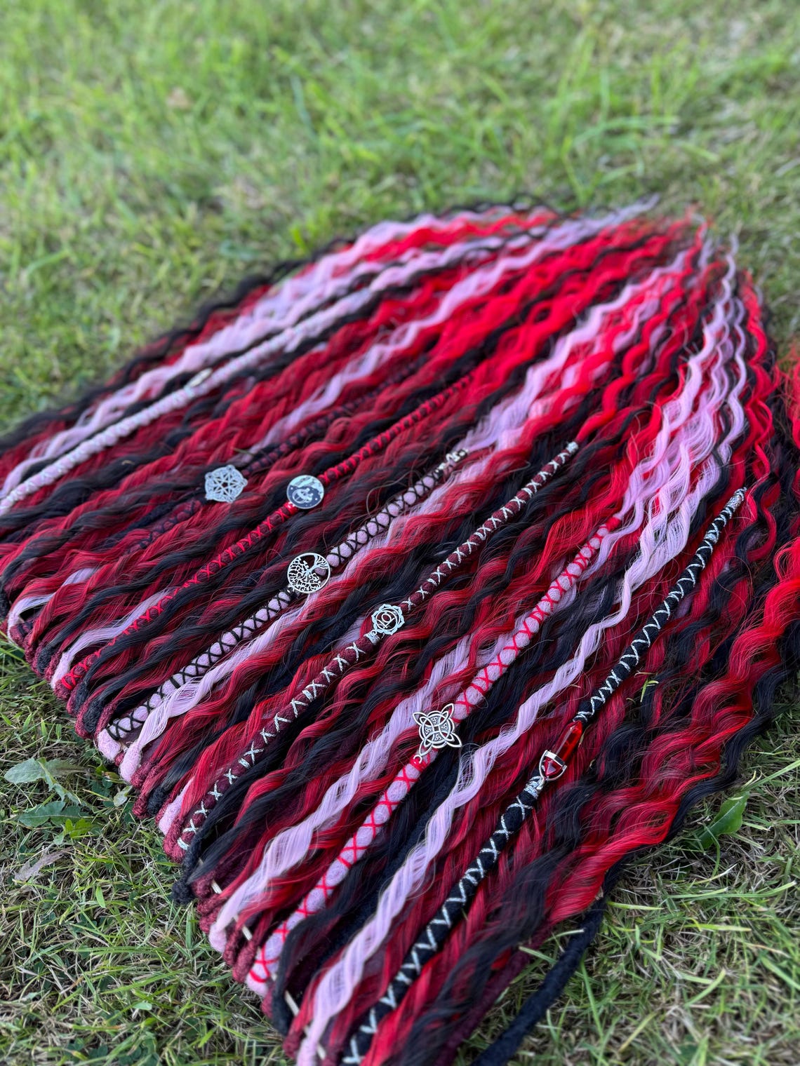 Synthetic Dreadywaves/dreadlocks Extensions Burgundy Red&black and Pink ...