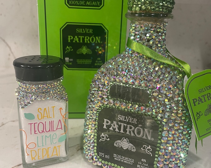 Glass Rhinestone Patrón Bottle (750ml) and Salt Shaker - Etsy