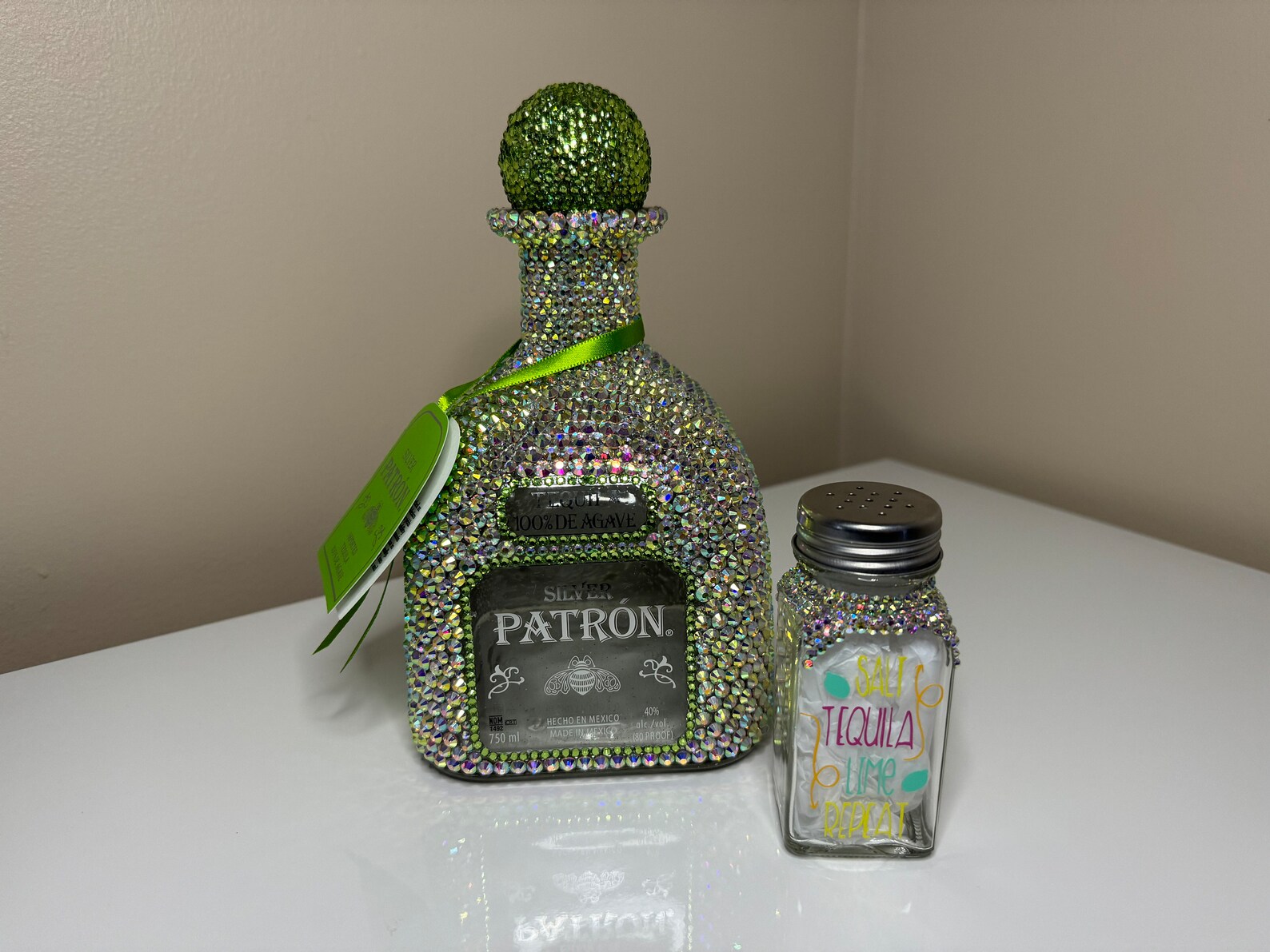 Glass Rhinestone Patrón Bottle (750ml) and Salt Shaker - Etsy