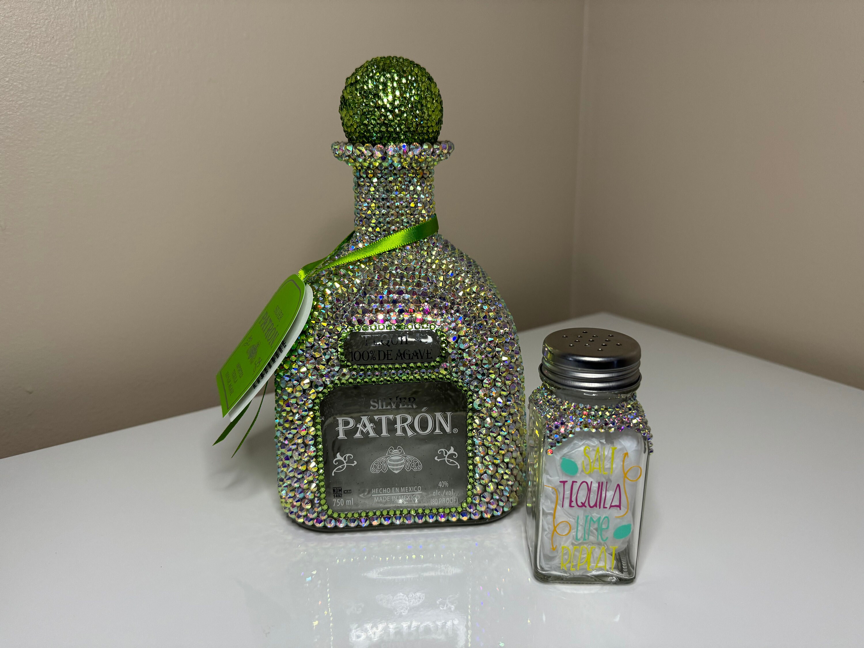 Glass Rhinestone Patrón Bottle (750ml) and Salt Shaker - Etsy
