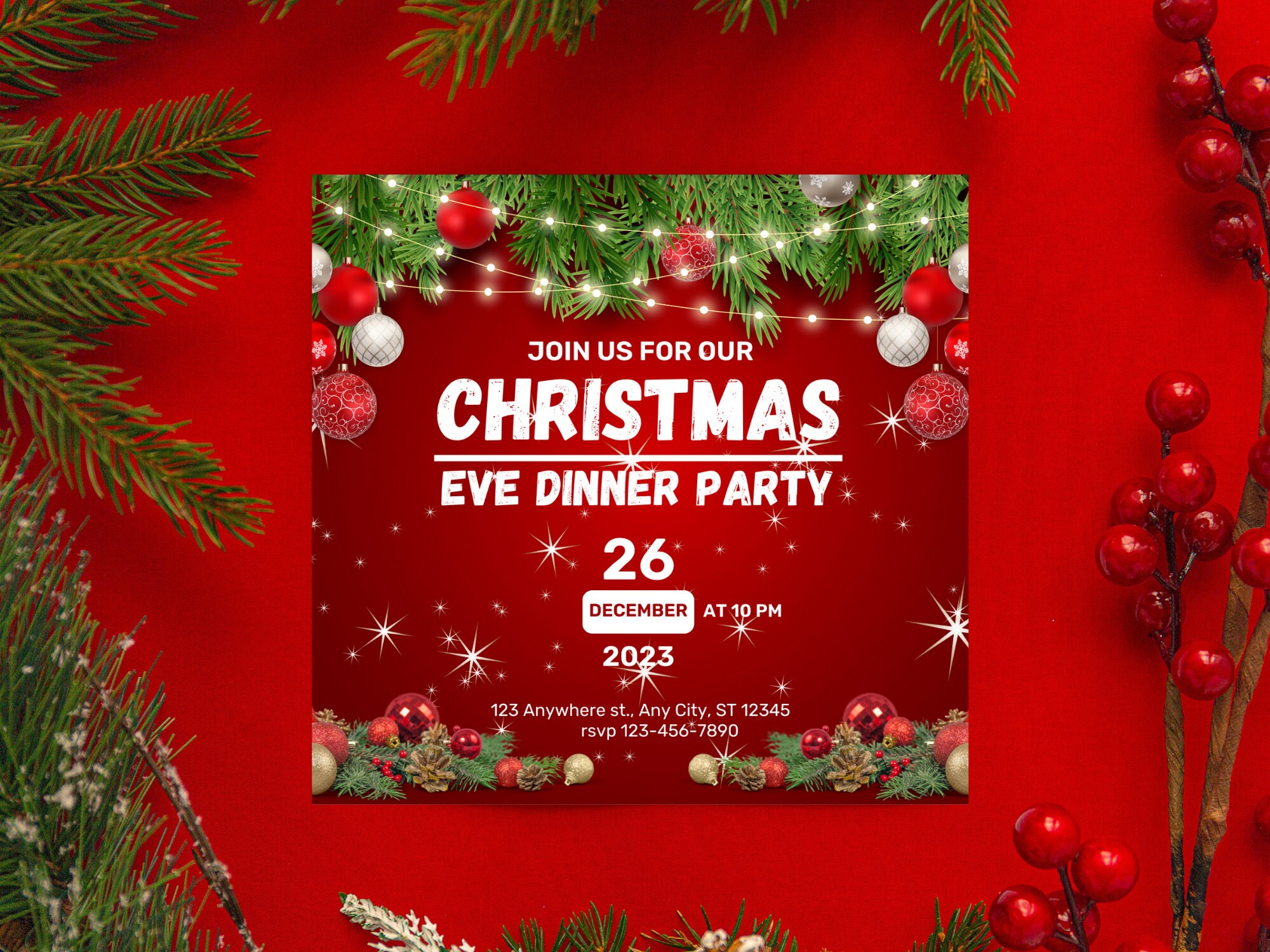 Editable Christmas Party Invitation, Christmas Party Invitation, Party ...