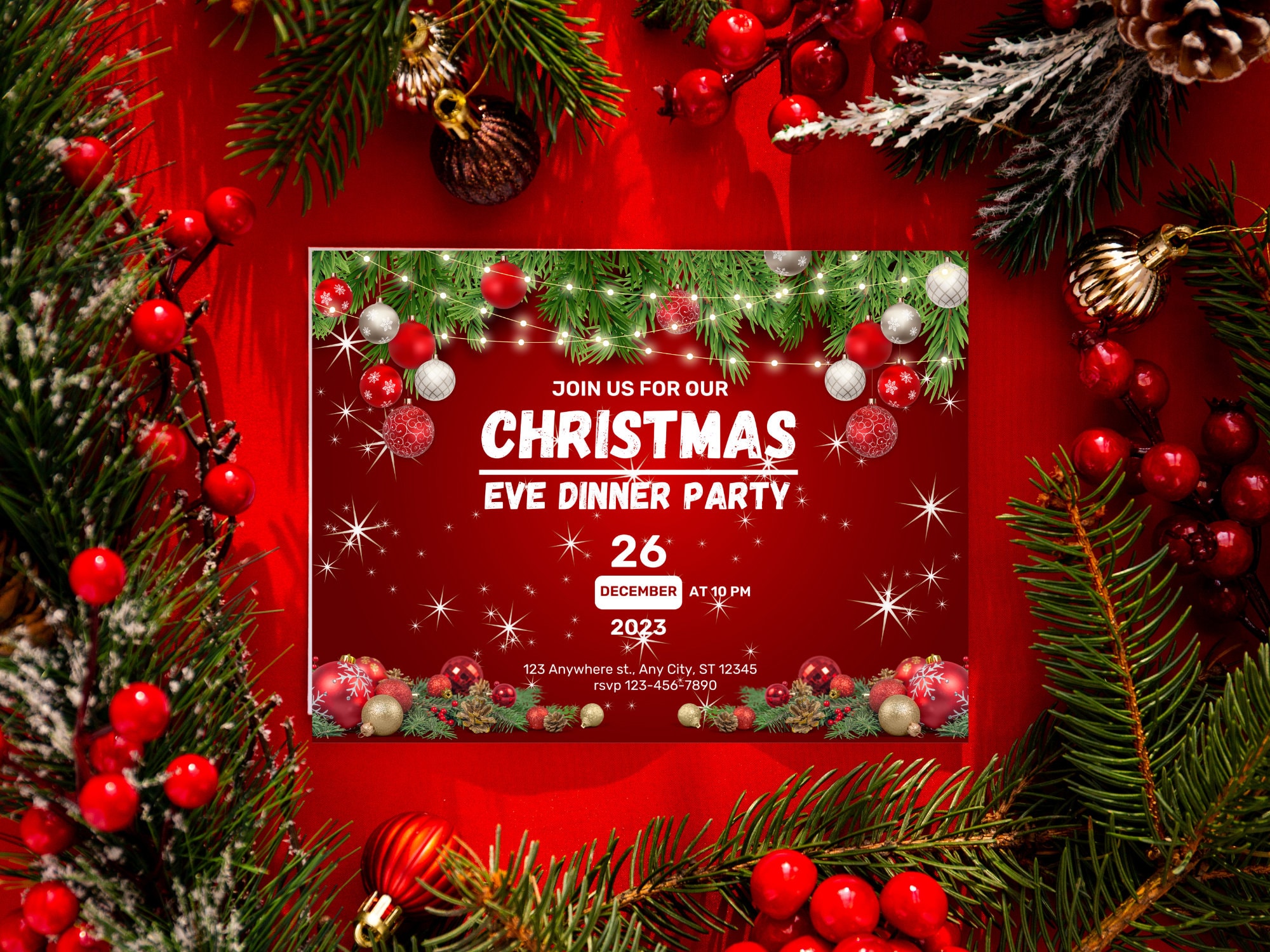 Editable Christmas Party Invitation, Christmas Party Invitation, Party ...