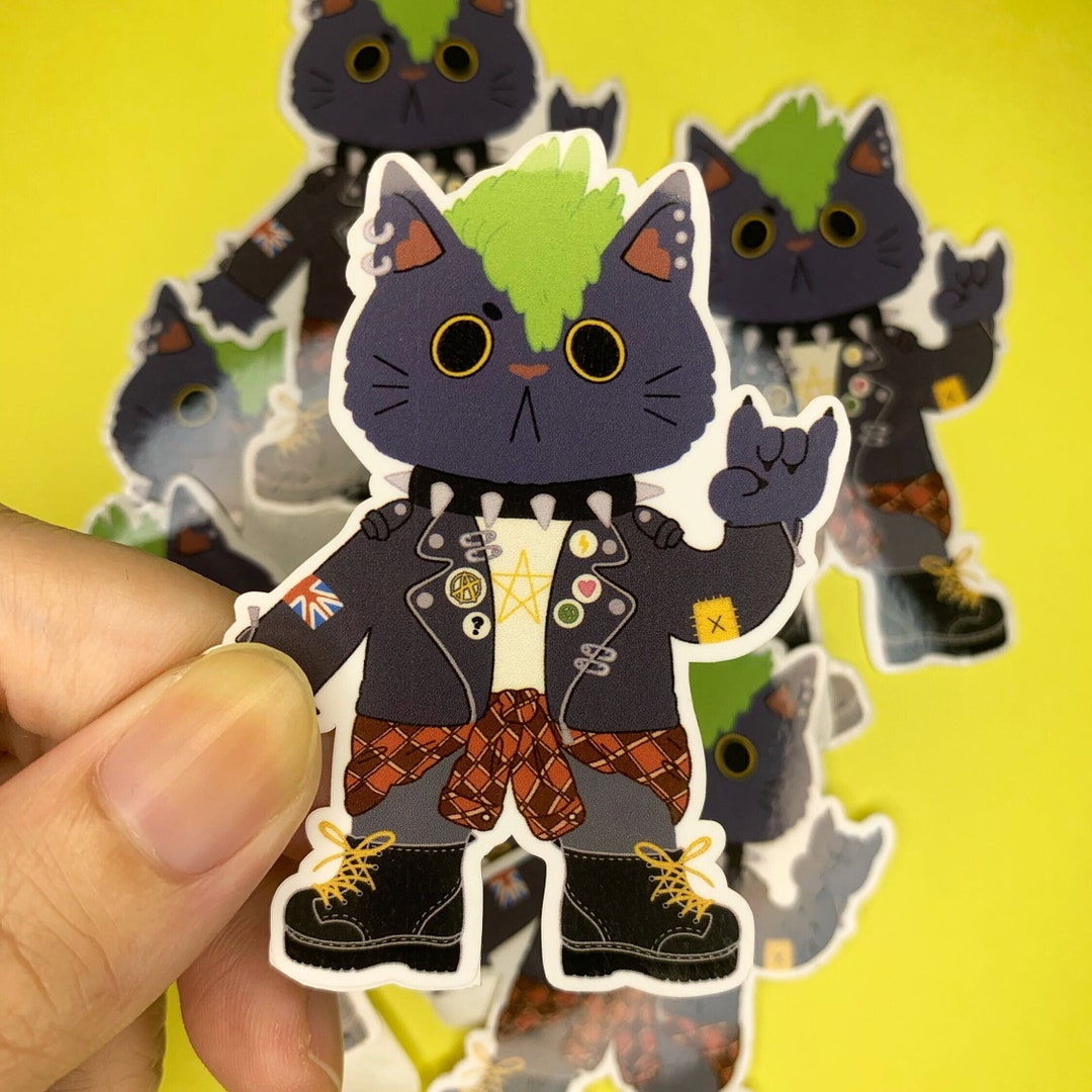 Punk Cat Vinyl Sticker - Etsy
