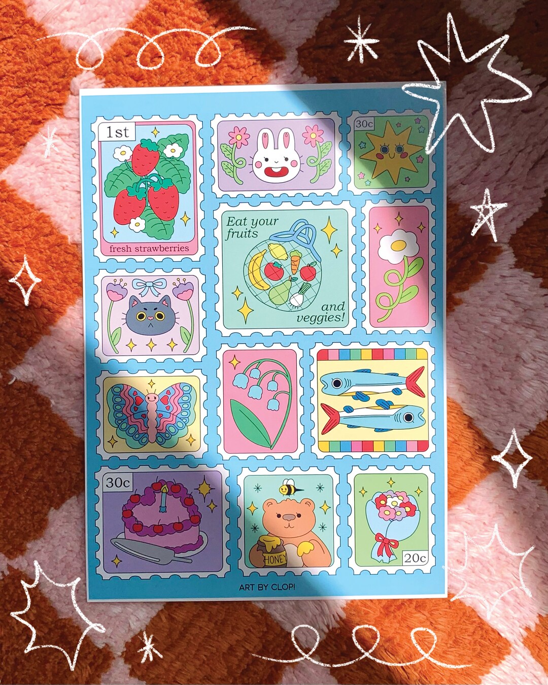 Cute Stamps Art Print - Etsy