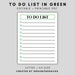 To Do List Printable and Editable, Green Detail Oriented Check off List ...
