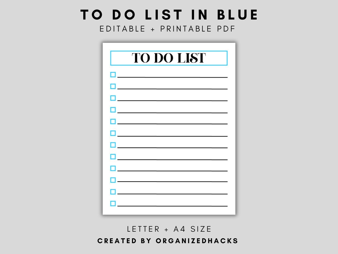 To Do List Printable and Editable, Blue Detail Oriented Check off List ...