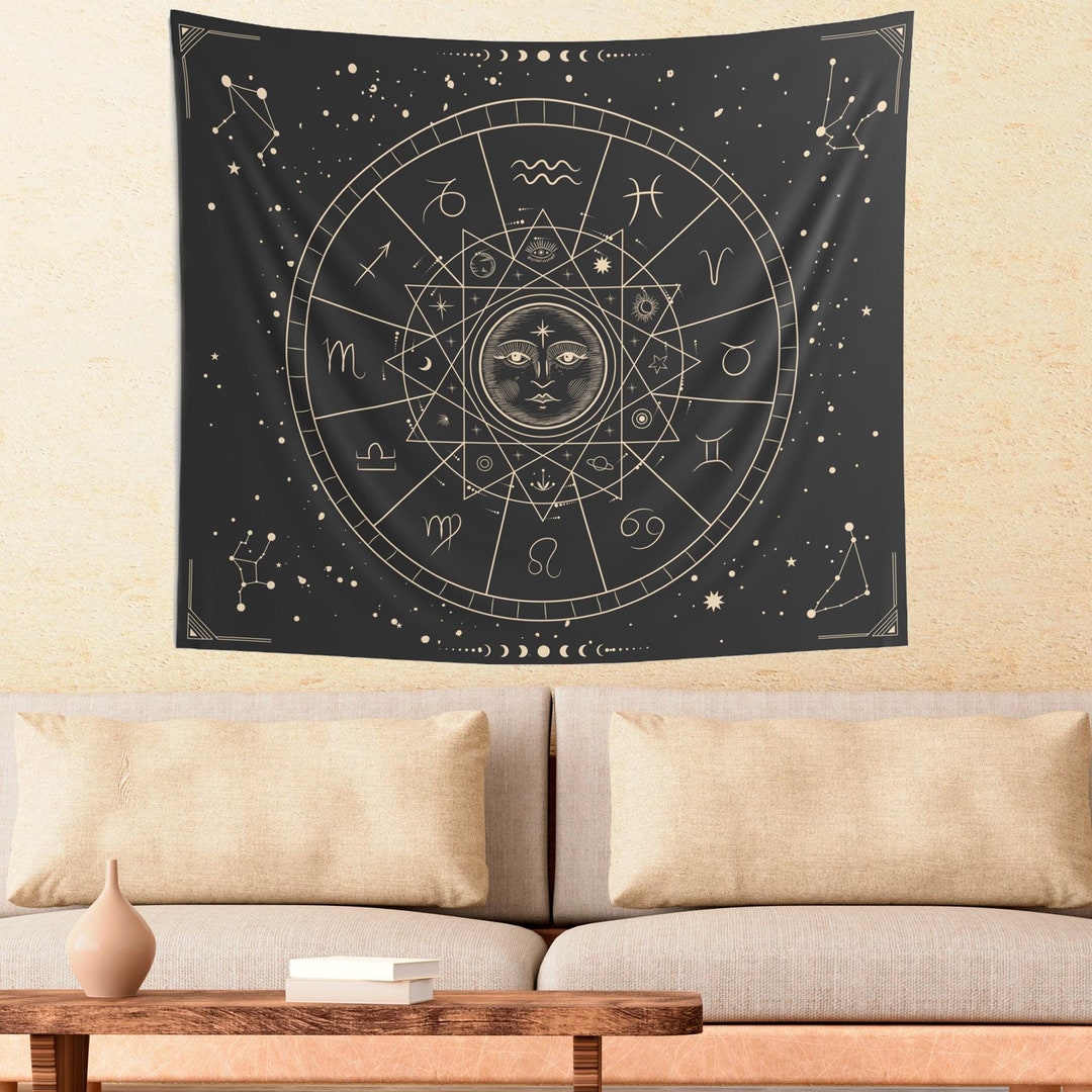 X-large Astrology Zodiac Chart Indoor Wall Tapestries, Mystical Wall ...