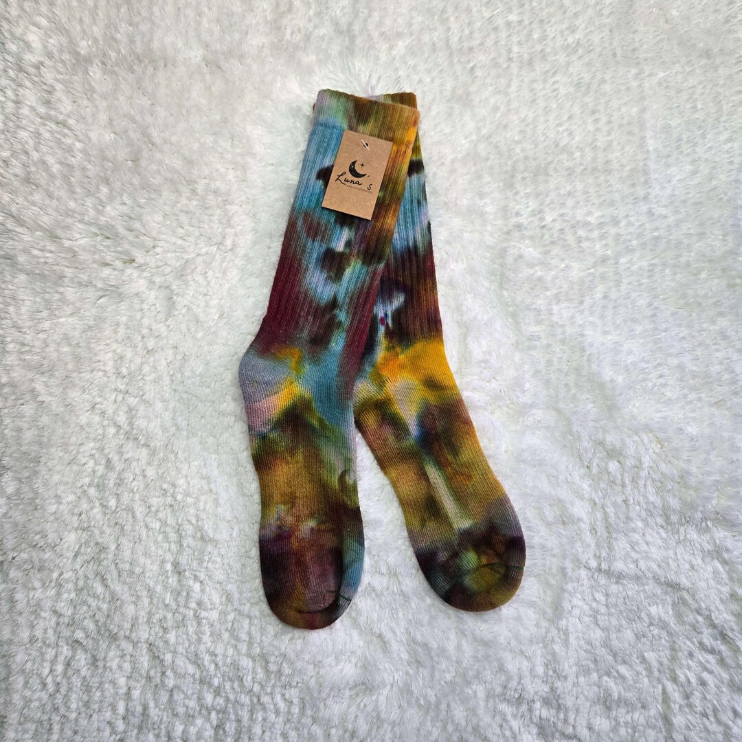 Size 6-12 Unique Hand Dyed Socks, Colorful Socks, Unisex Crew Socks ...