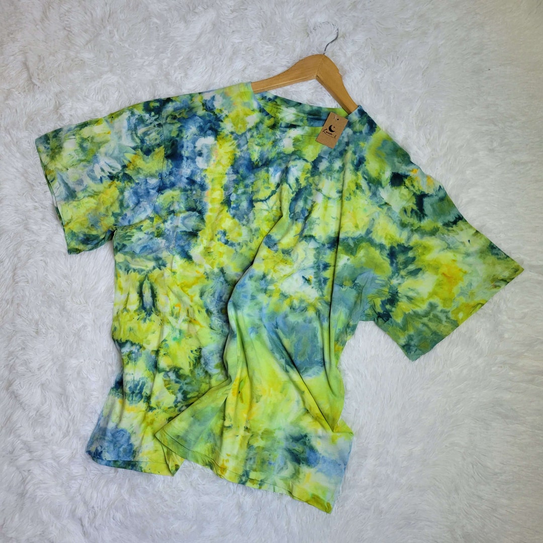 XXL Hand-dyed Cotton T-shirt, Unique Tie-dye Graphic Tee, Men's Boho ...