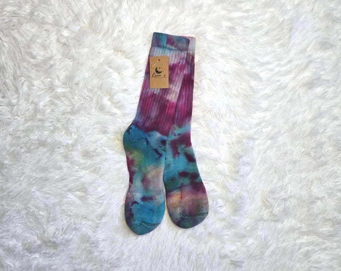 Hand-dyed Crew Socks: Colorful Tie Dye, Size 6-12, Made in USA - Etsy