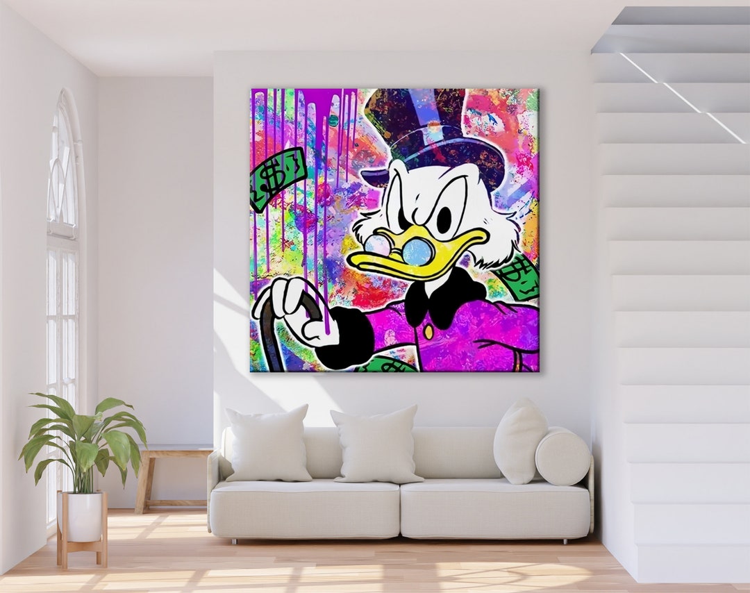 Banksy Angry Mcduck Square Graffiti Canvas Art Banksy Style - Etsy