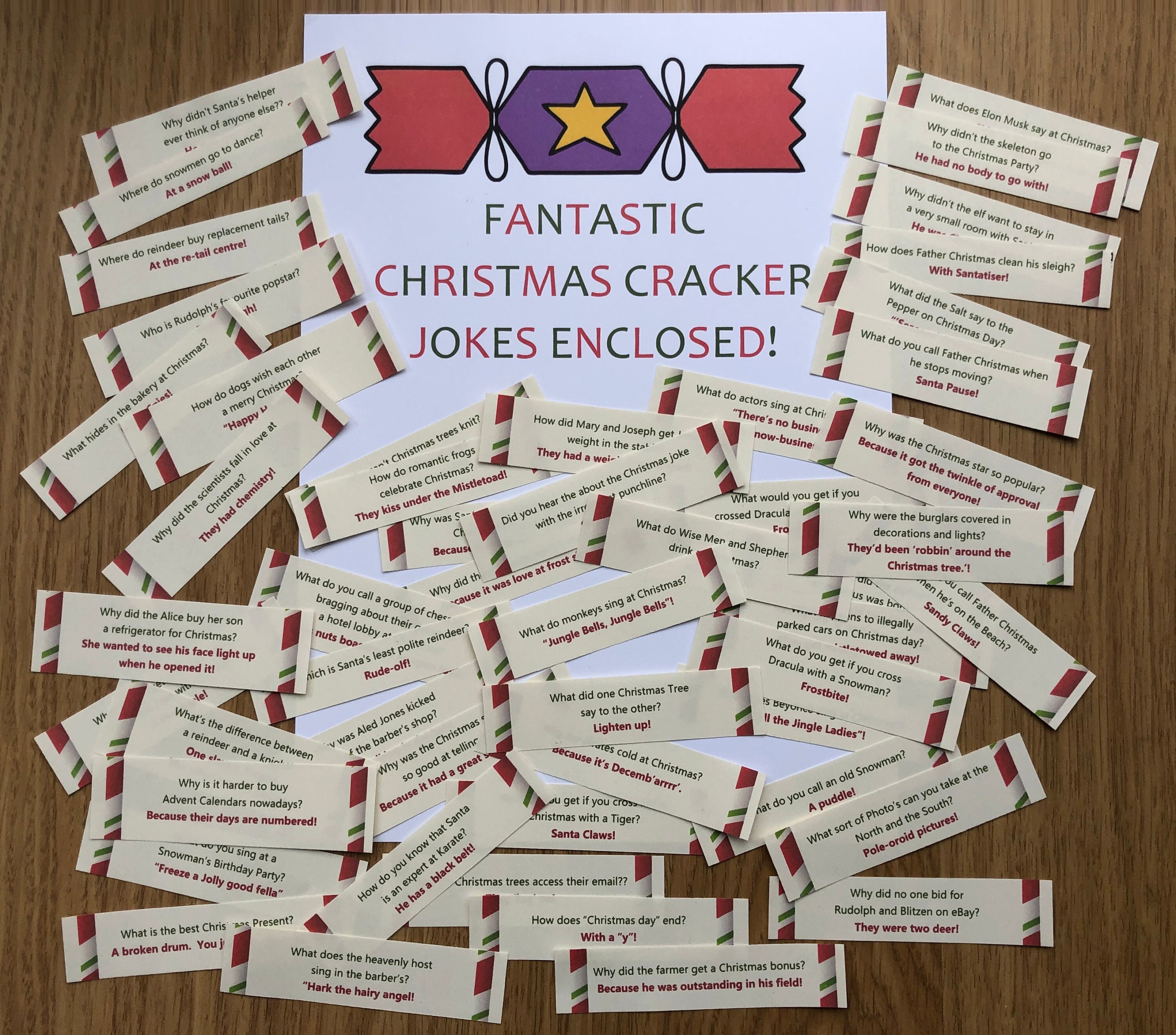 Unique & Hilarious CHRISTMAS CRACKER JOKES (up to 100 Precut Jokes!). - Etsy