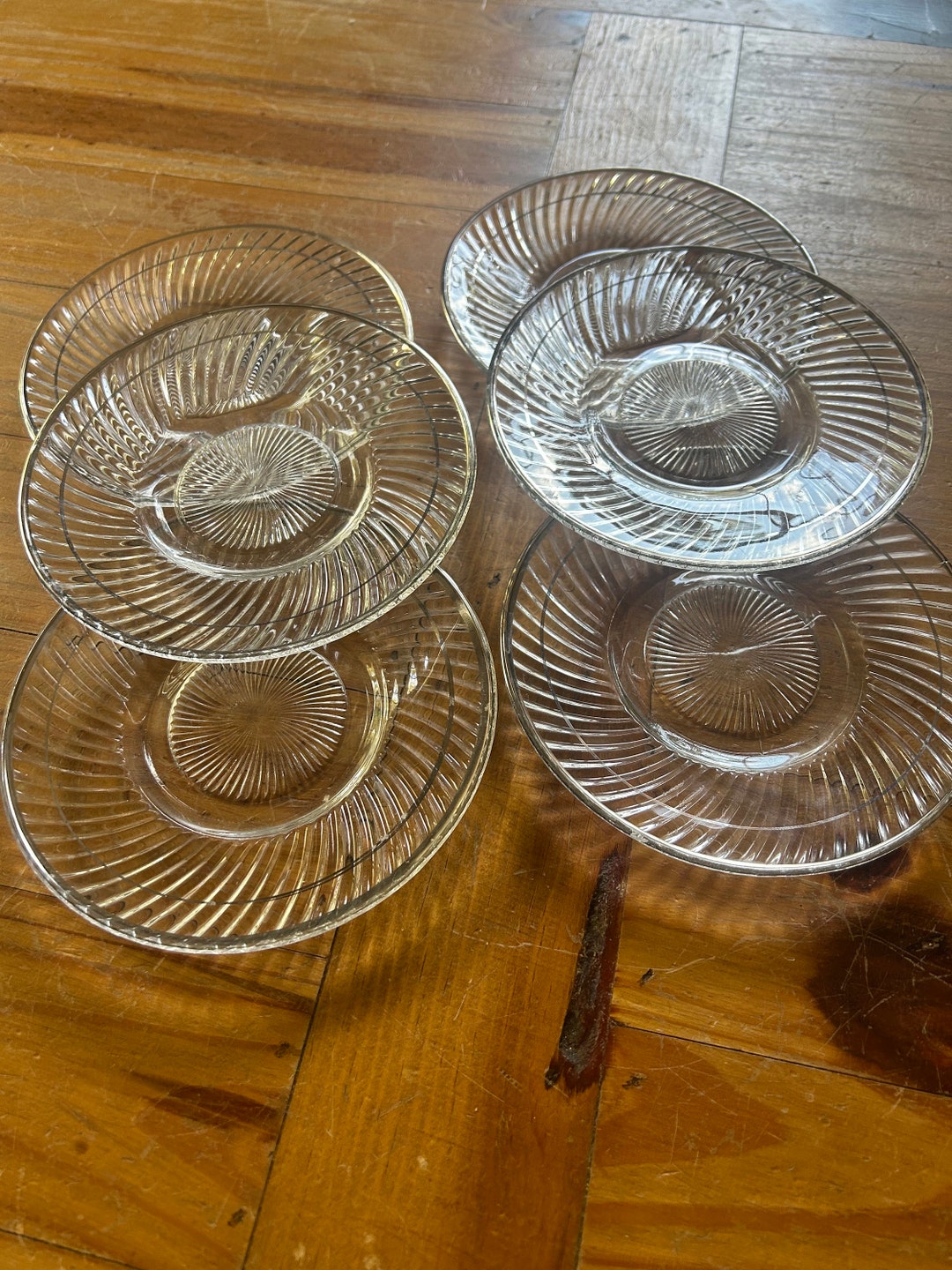 Federal Glass Diana Swirl Pattern Clear Dessert Plates With Swirl ...