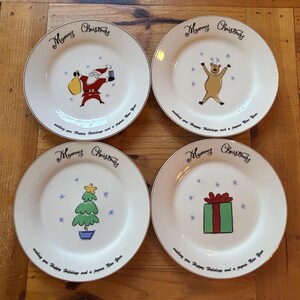 Merry Christmas Plates by Merry Brite, Santa, Gift, Reindeer, Tree - Etsy