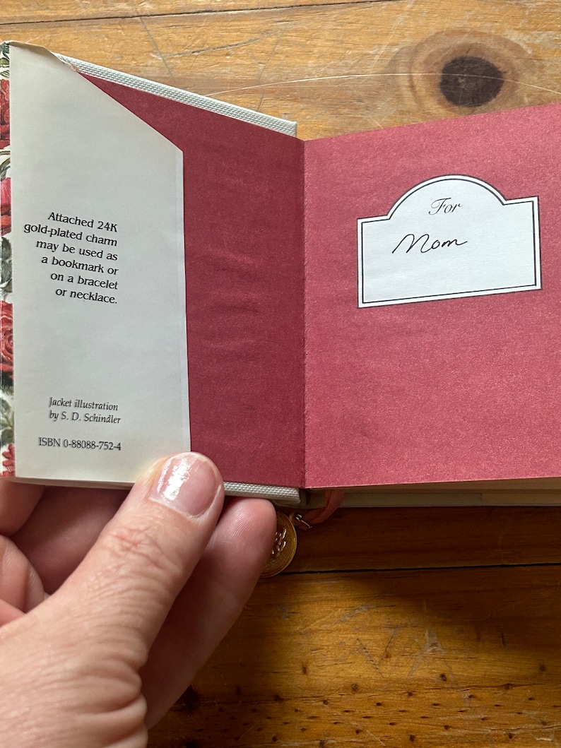 1992 Miniature Mom Book With 24K Gold-plated Bookmark, Pink Floral - Etsy