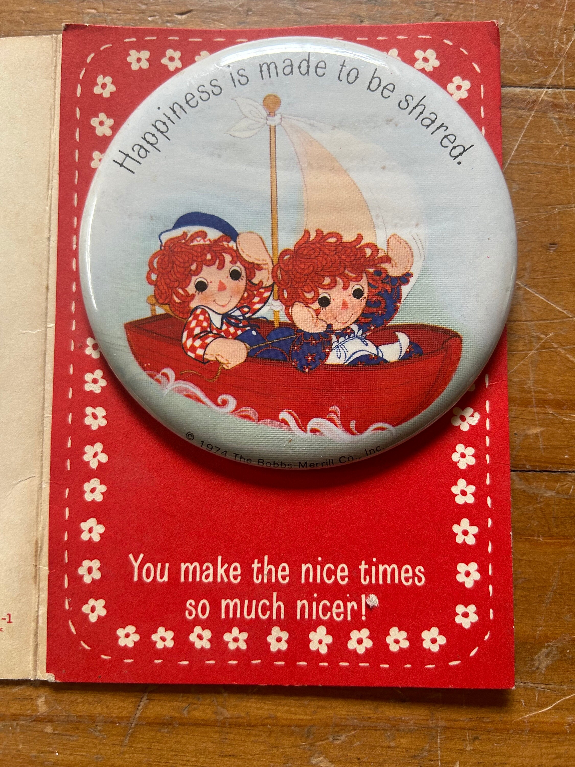 Raggedy Ann and Andy Hallmark Pin Inside Postcard, 1974 - Etsy