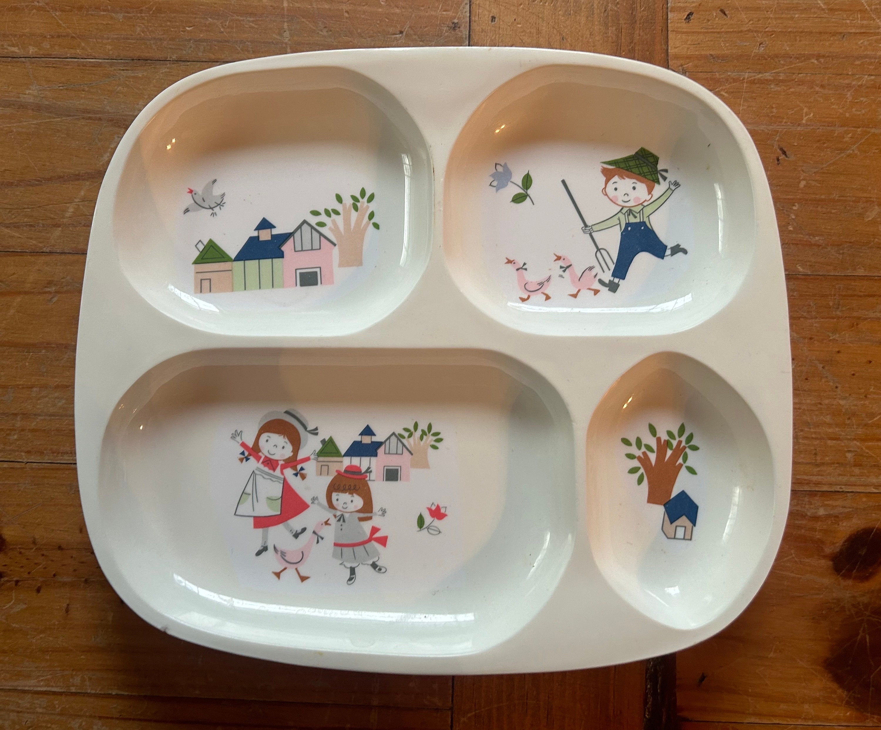 Pair of 1983 Childs Country Farm Melamine Divided Plates by Shin-san - Etsy