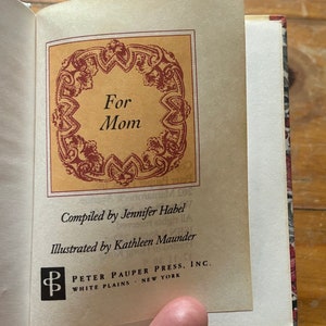 1992 Miniature Mom Book With 24K Gold-plated Bookmark, Pink Floral - Etsy