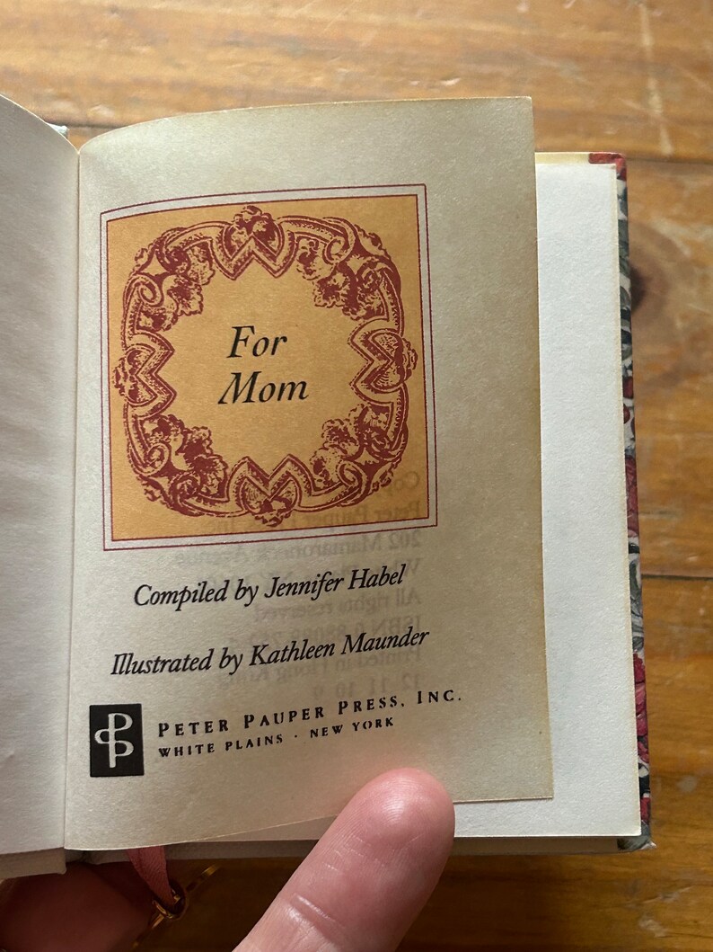 1992 Miniature Mom Book With 24K Gold-plated Bookmark, Pink Floral - Etsy