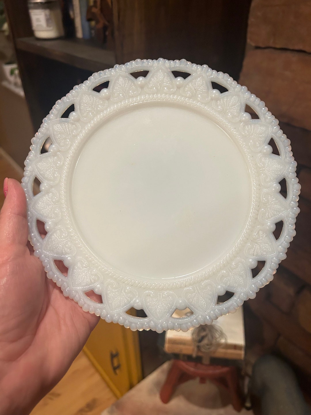 19th Century EAPG Gillinder and Sons Opaline Milk Glass Plate - Etsy