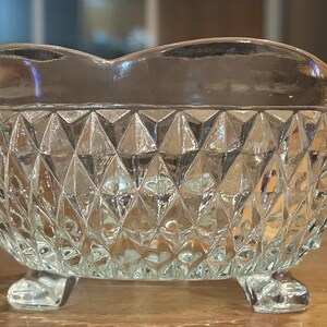 Indiana Glass Footed Bowl With Diamond Point Pattern and Scalloped Edge ...