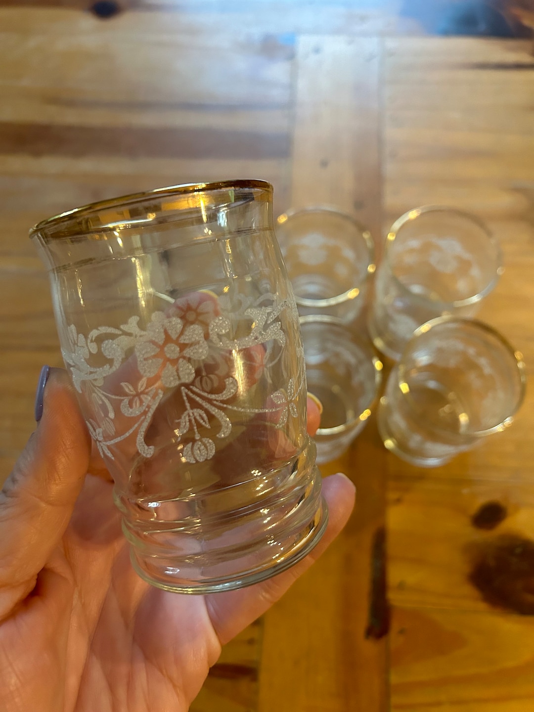 Bartlett Collins Ribbed Floral Frosted Tumbler Glasses, Set of 6 - Etsy