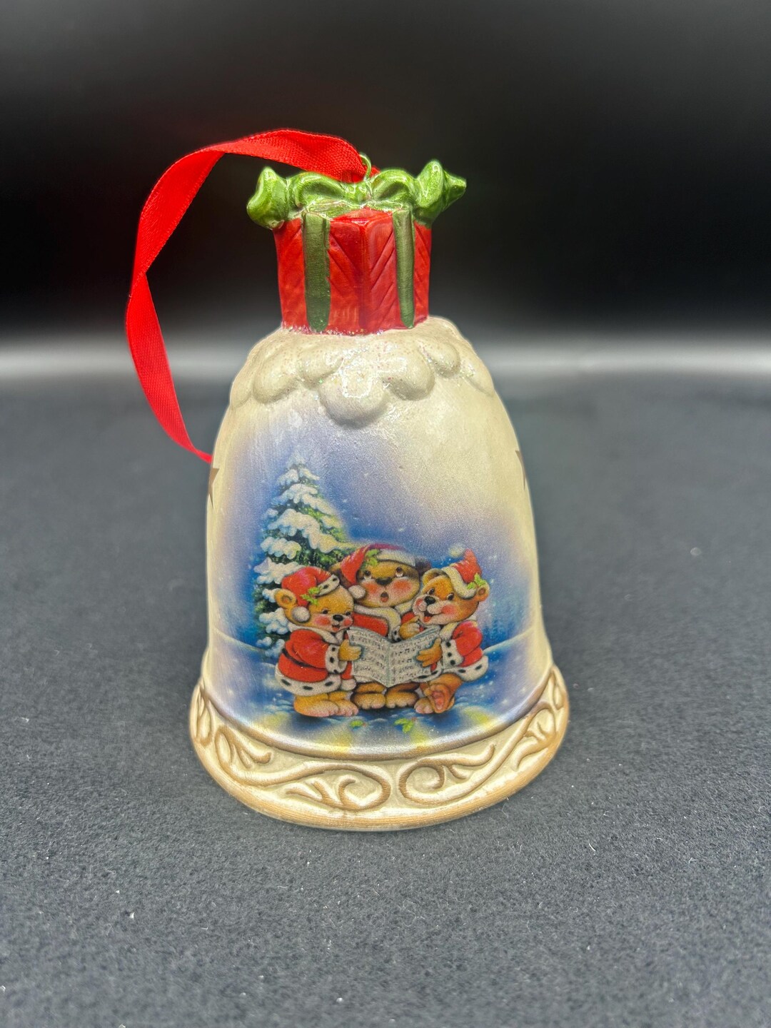 Porcelain Christmas Bell With Caroling Teddy Bears - Etsy
