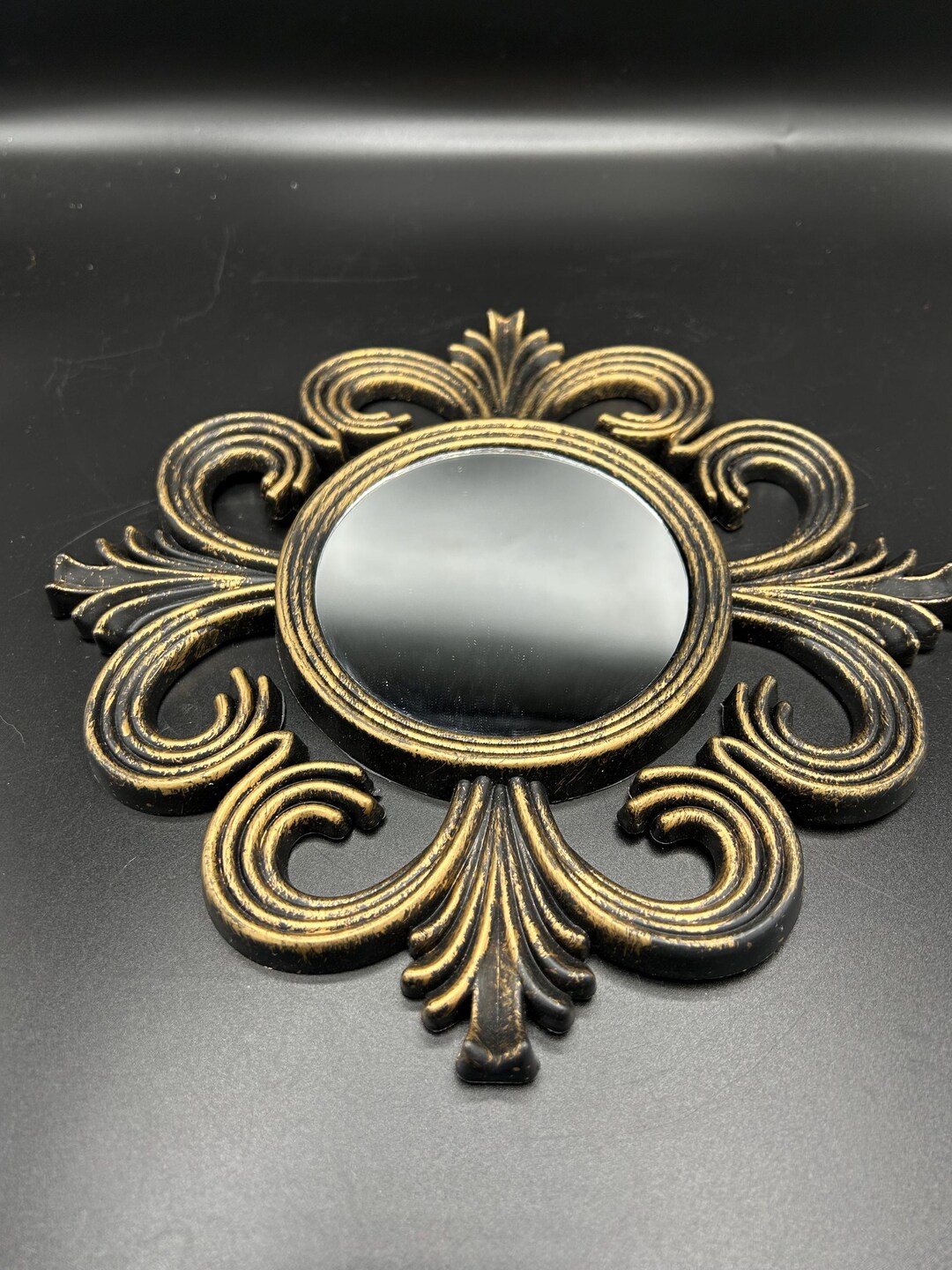 Vintage Gold and Black Scroll Plastic Wall Mirror - Etsy