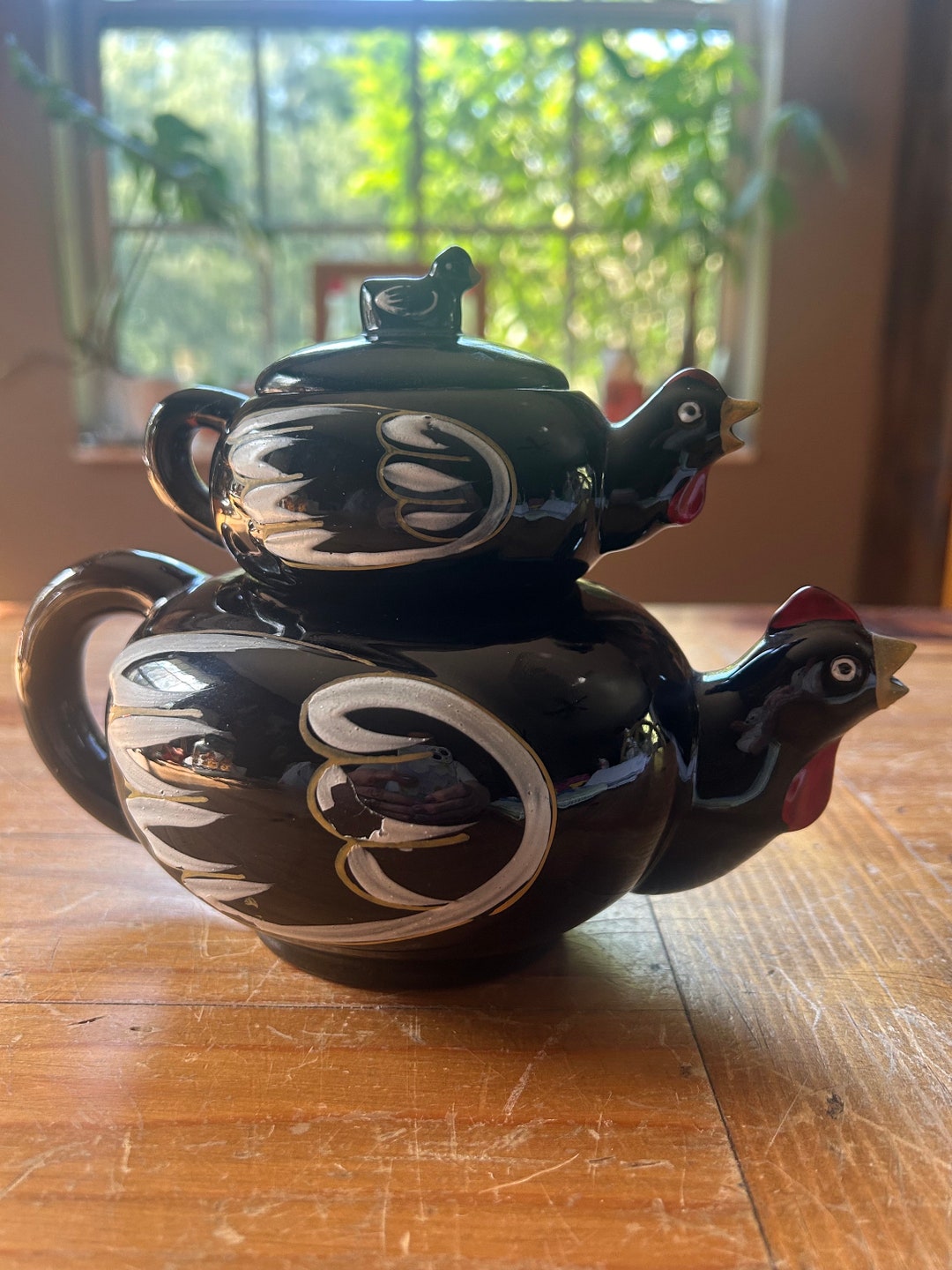 1950’s Stacking Rooster and Chick Teapot and Creamer Japanese Redware ...