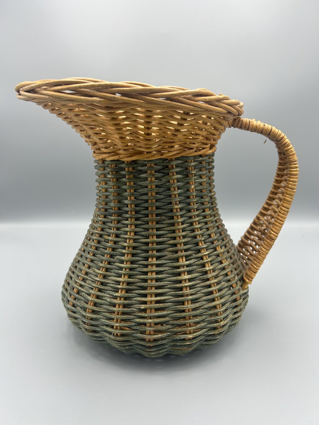 Boho Wicker Pitcher Basket - Etsy