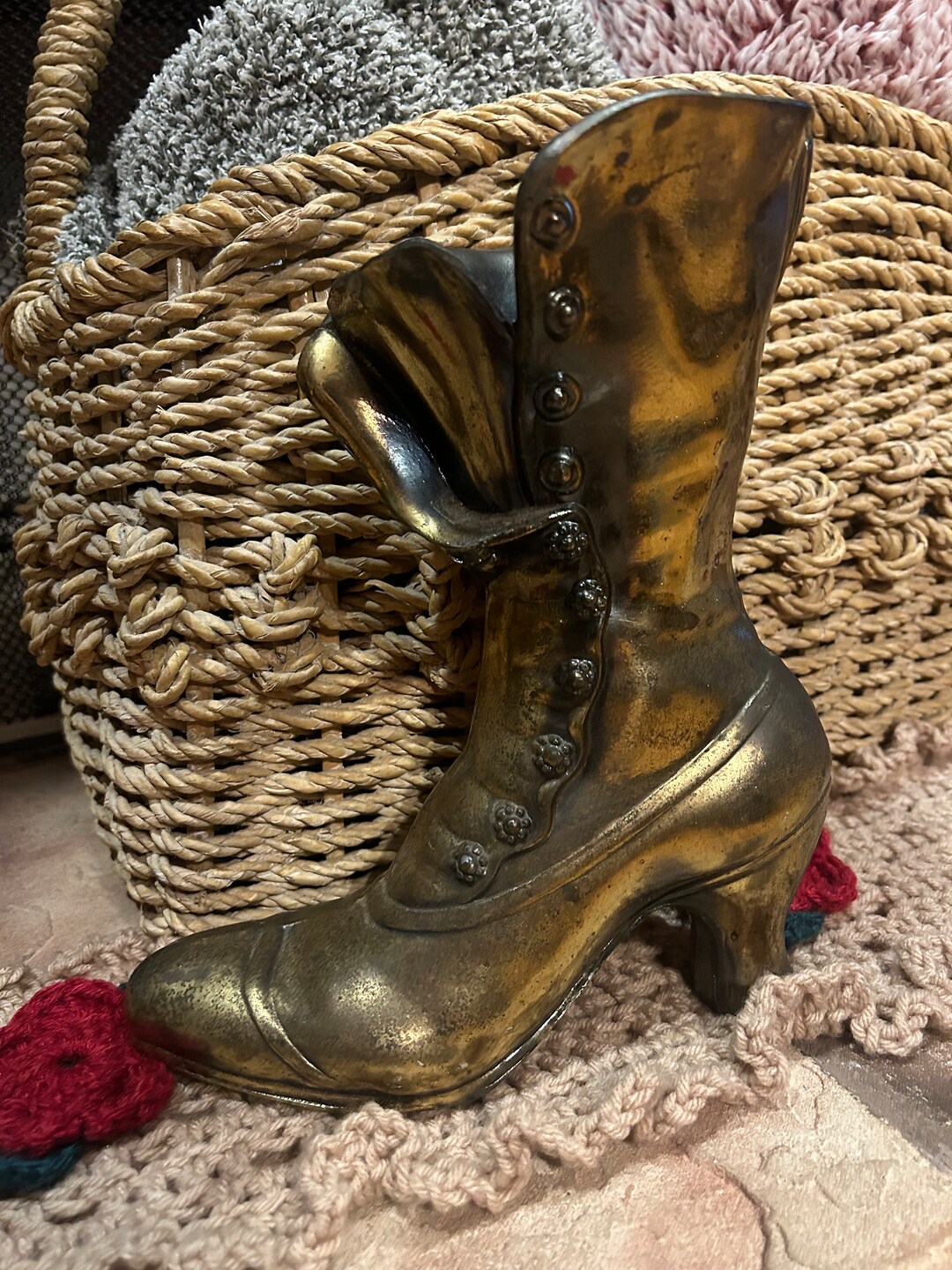 Large Victorian High Button Gold Over Bronze Boot/shoe - Etsy