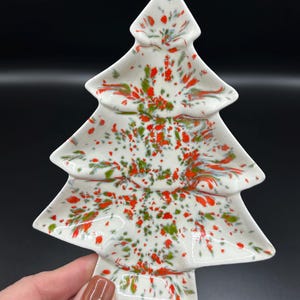 Red and Green Splatter Glazed Ceramic Christmas Tree Dish - Etsy