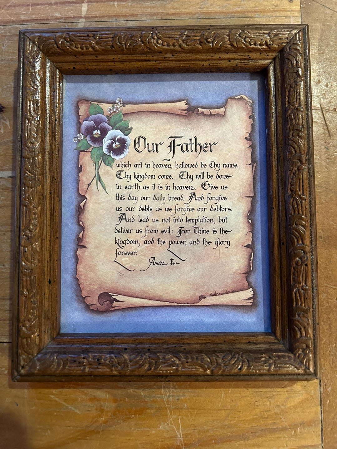 Beautiful the Lords Prayer on Scroll With Pansies in a Burwood Frame - Etsy