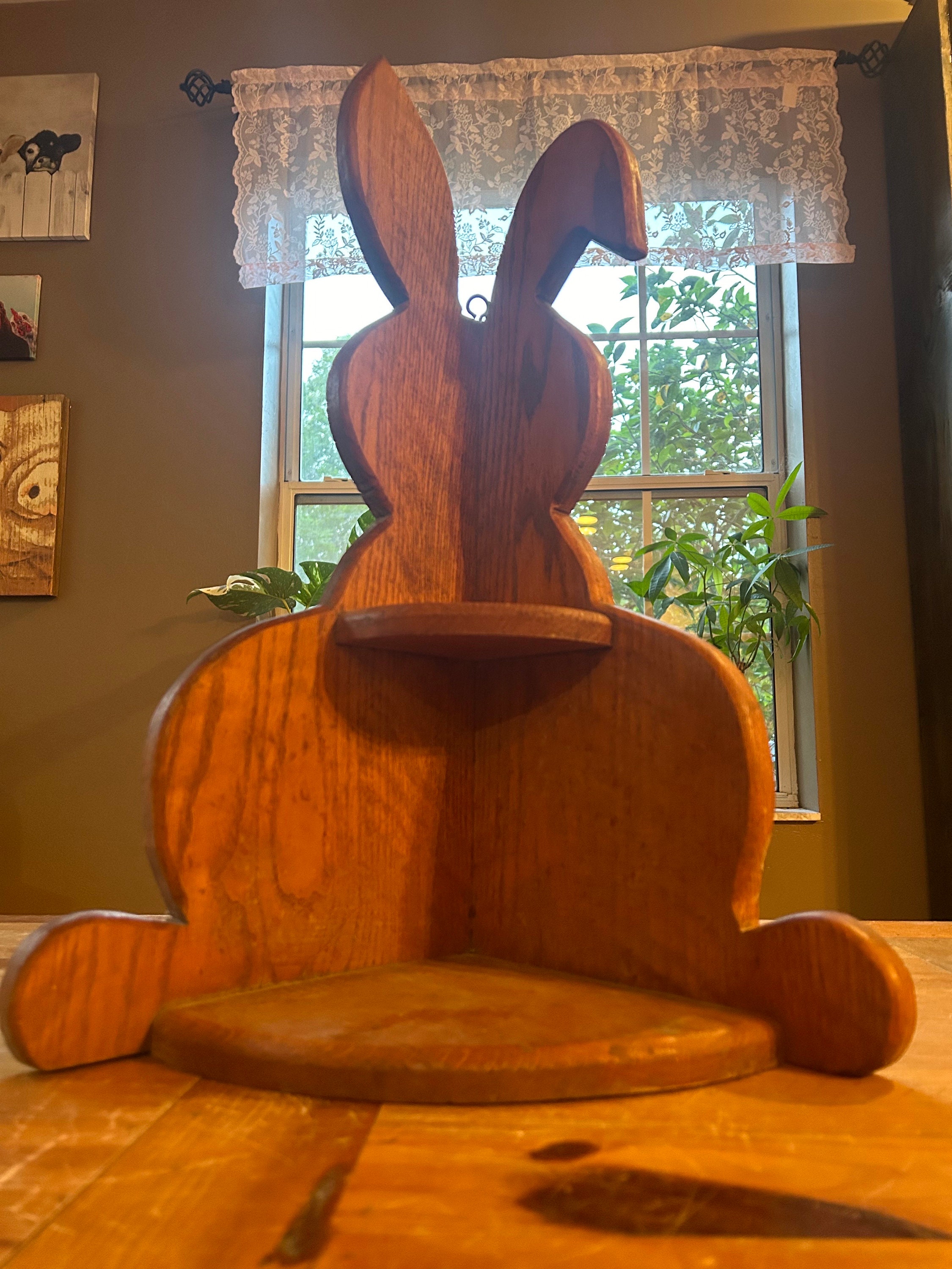 Wooden 2-tier Bunny Rabbit Corner Shelf - Etsy