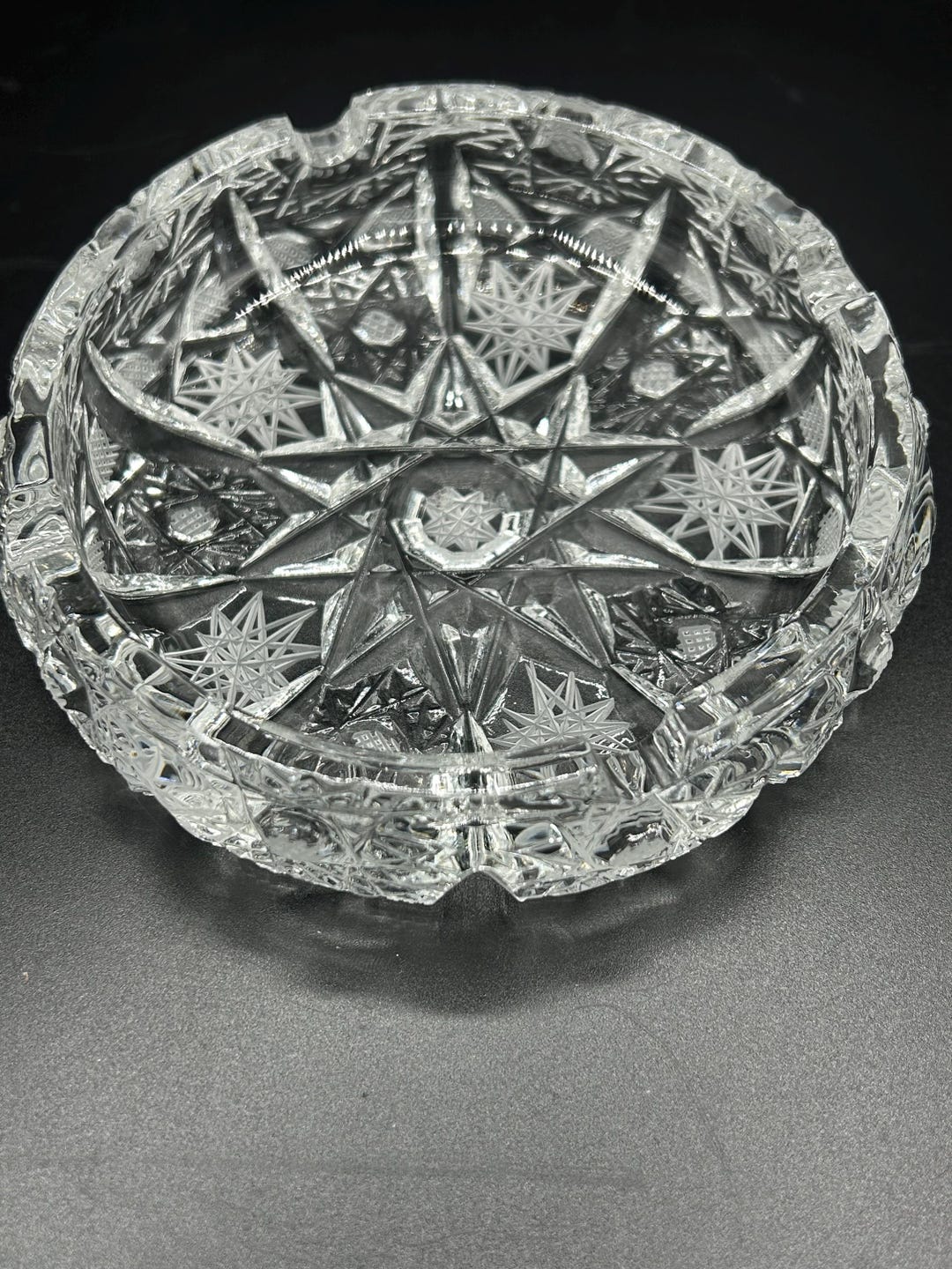 Vintage Heavy Lead Crystal Star Pattern Ashtray - Etsy