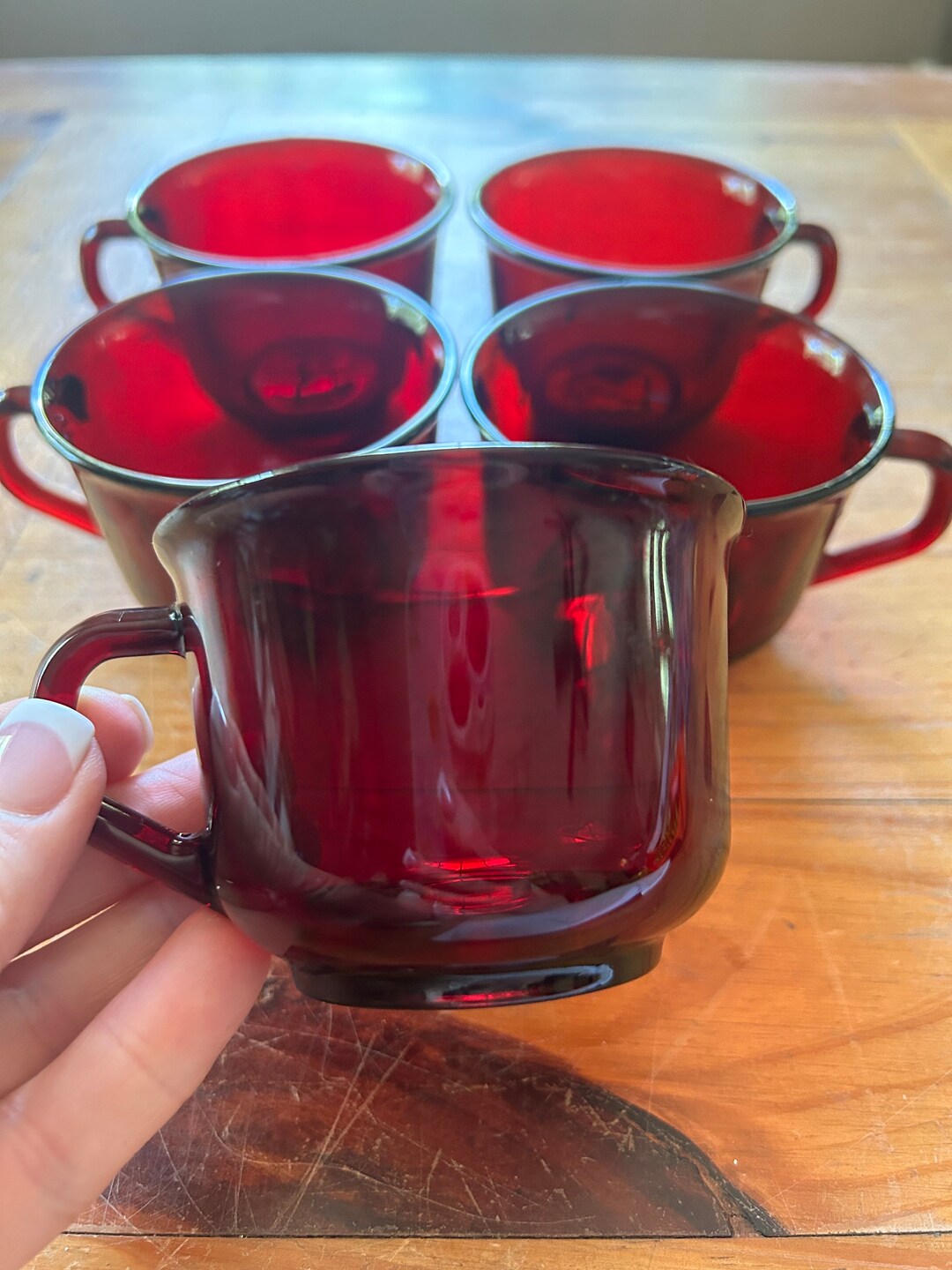 Ruby Red Glass Cups by Arcoroc - Etsy