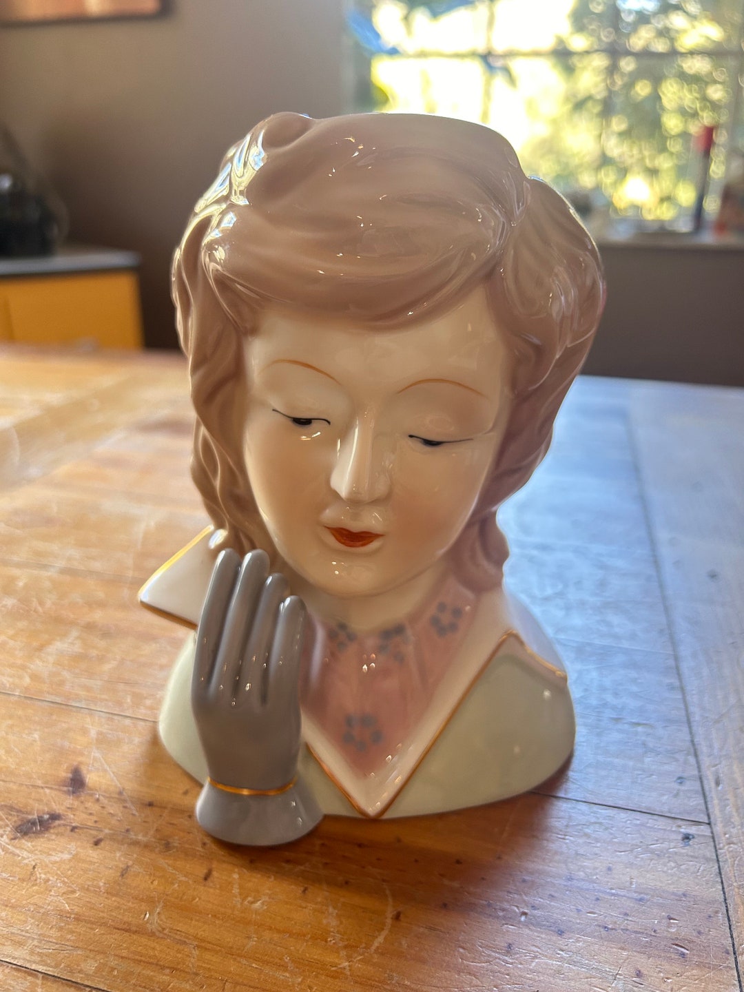 Large Ceramic Porcelain Lady Head Planter Vase - Etsy