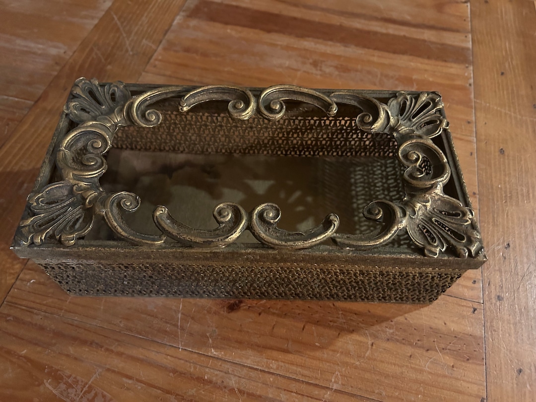 Ornate Brass Vintage Tissue Box Filigree Box With Removable Lid - Etsy
