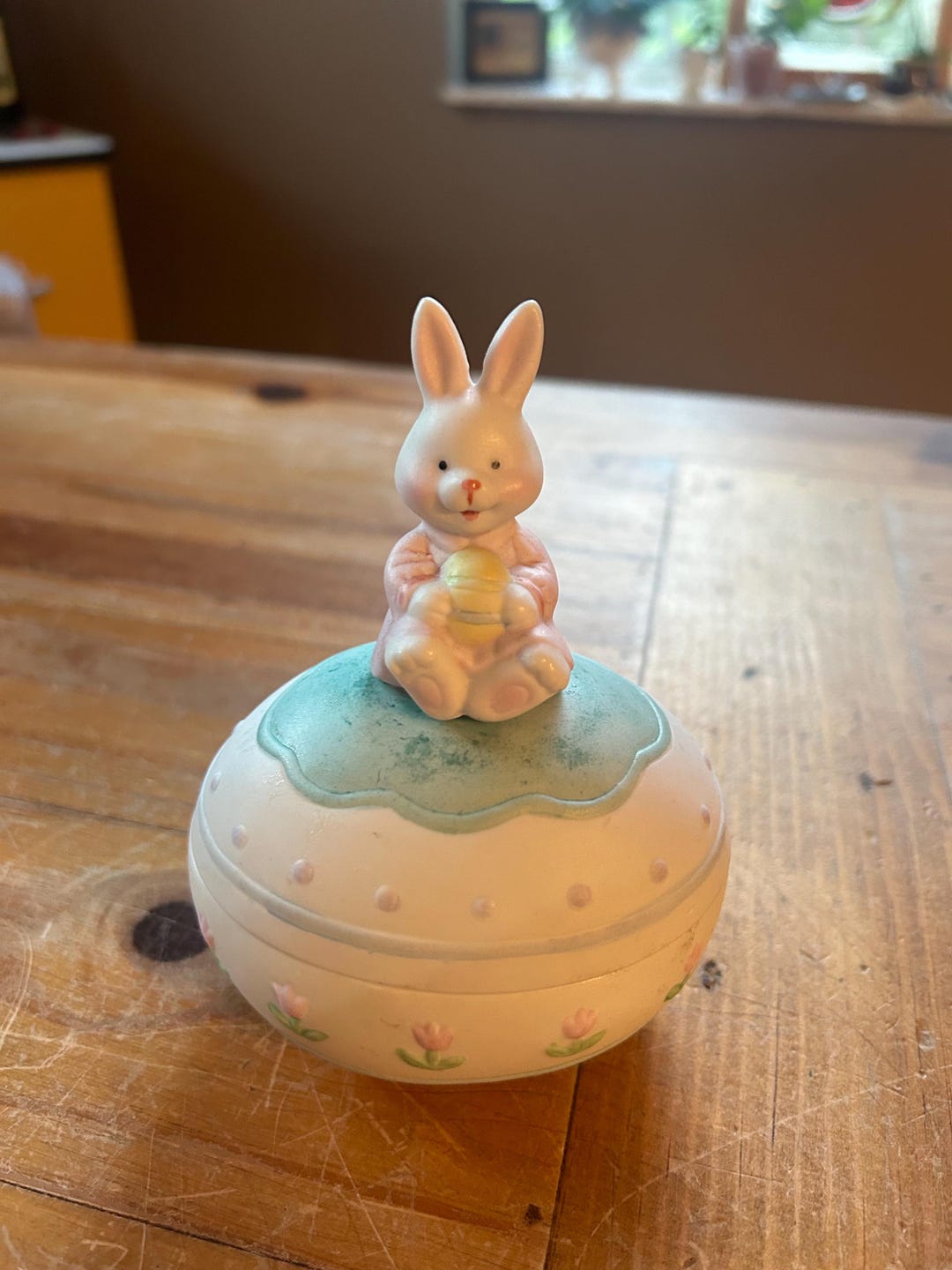Ceramic Bisque Easter Egg Dish With Sweet Bunny Rabbit on Top - Etsy